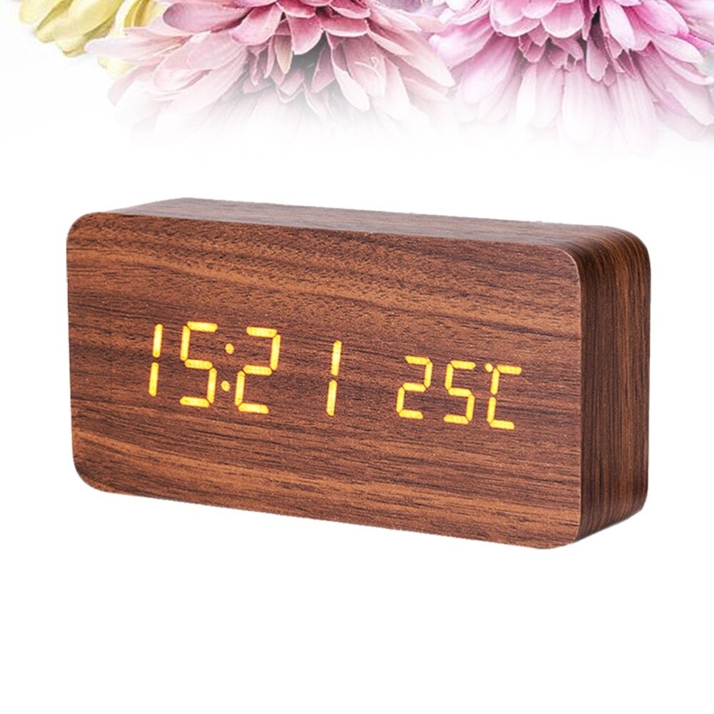 Modern Wooden Wood LED Alarm Clock Calendar Withou... – Grandado