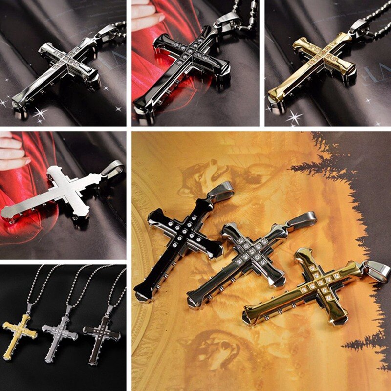 Mannen Jesus Multilayer Rvs Choker Cross Link Chok... – Vicedeal