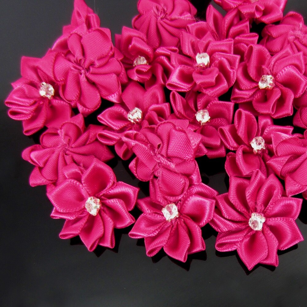 40Pcs Handmade Small Fabric Satin Flowers with Rhi... – Vicedeal