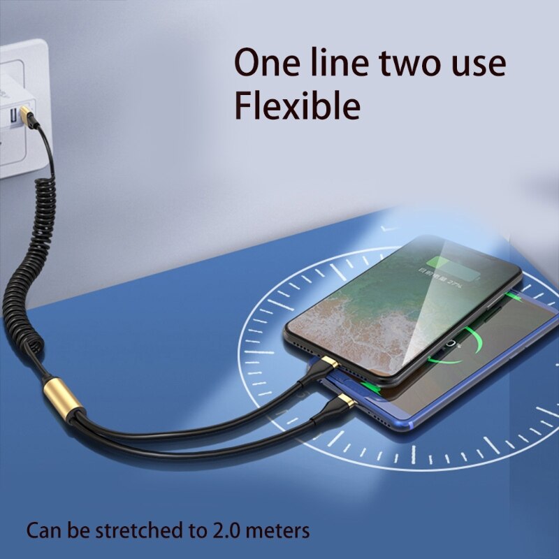 Dual Type C Spring Extension Charging Line Power u... – Vicedeal