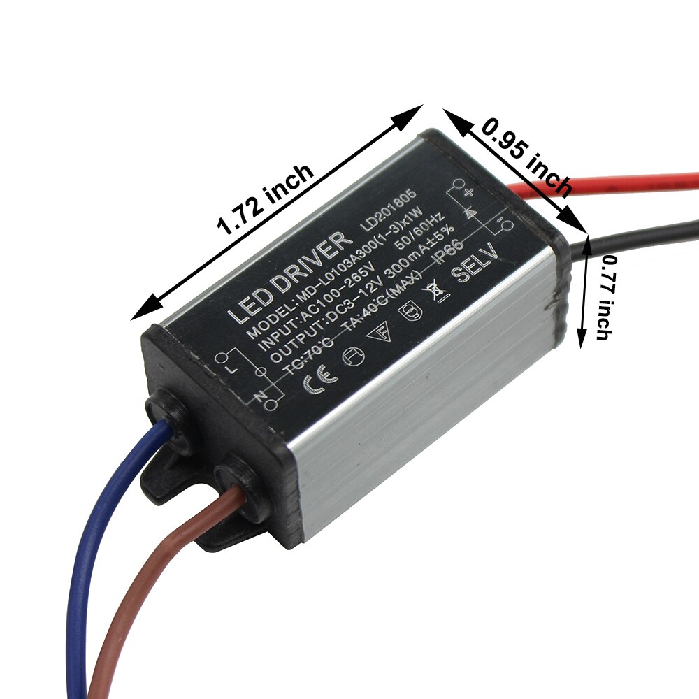 Aluminium IP66 1-3W LED Fahrer 300mA AC 100-265V z... – Grandado