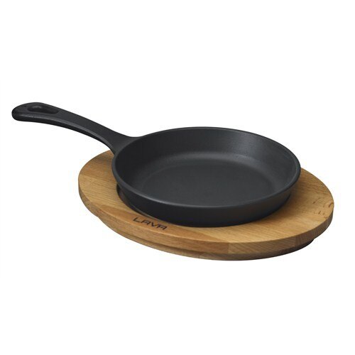 Lava Round Pan And Wood Coaster, Handle, Diameter ... – Grandado