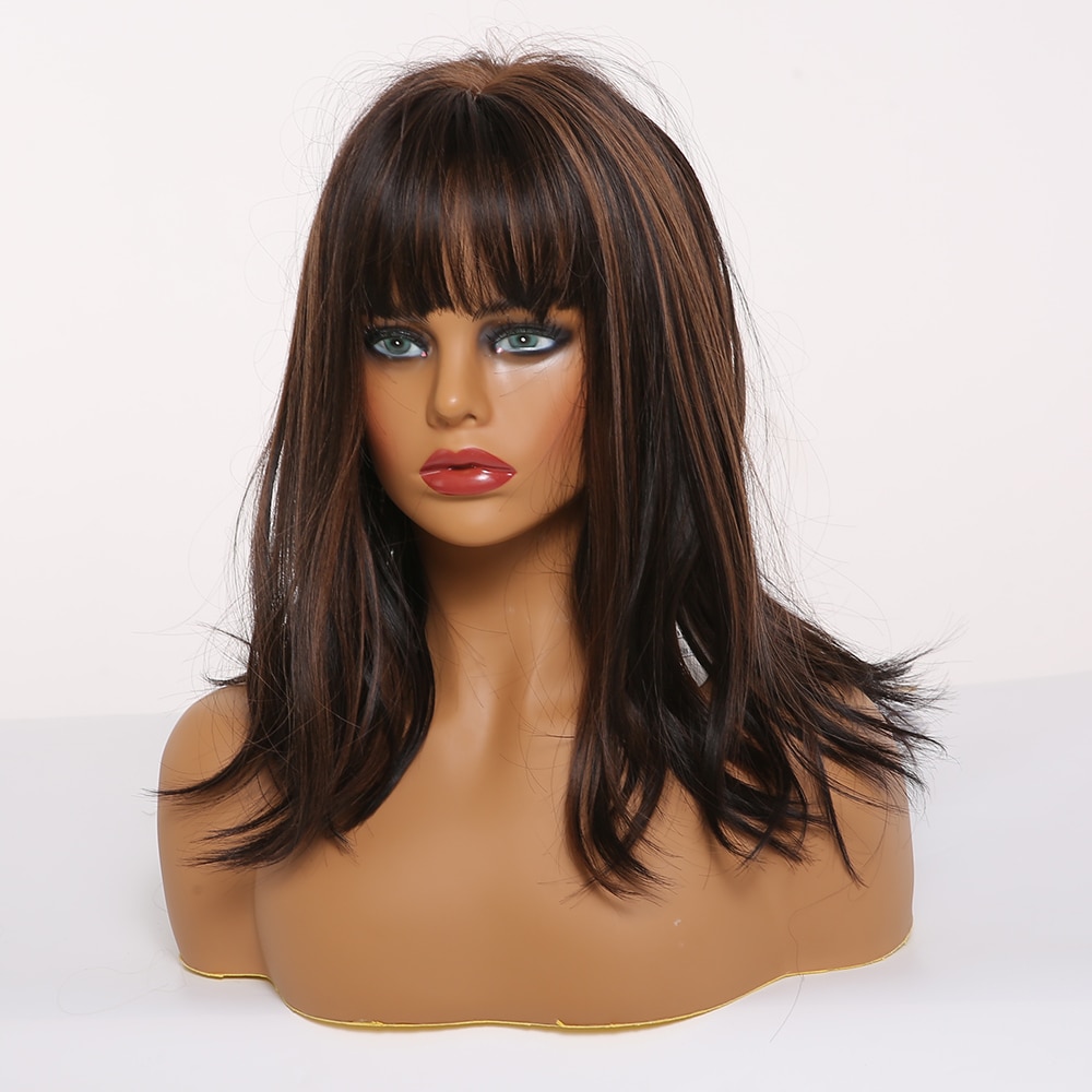 EASIHAIR Dark Brown Straight Synthetic Wigs with B... – Grandado