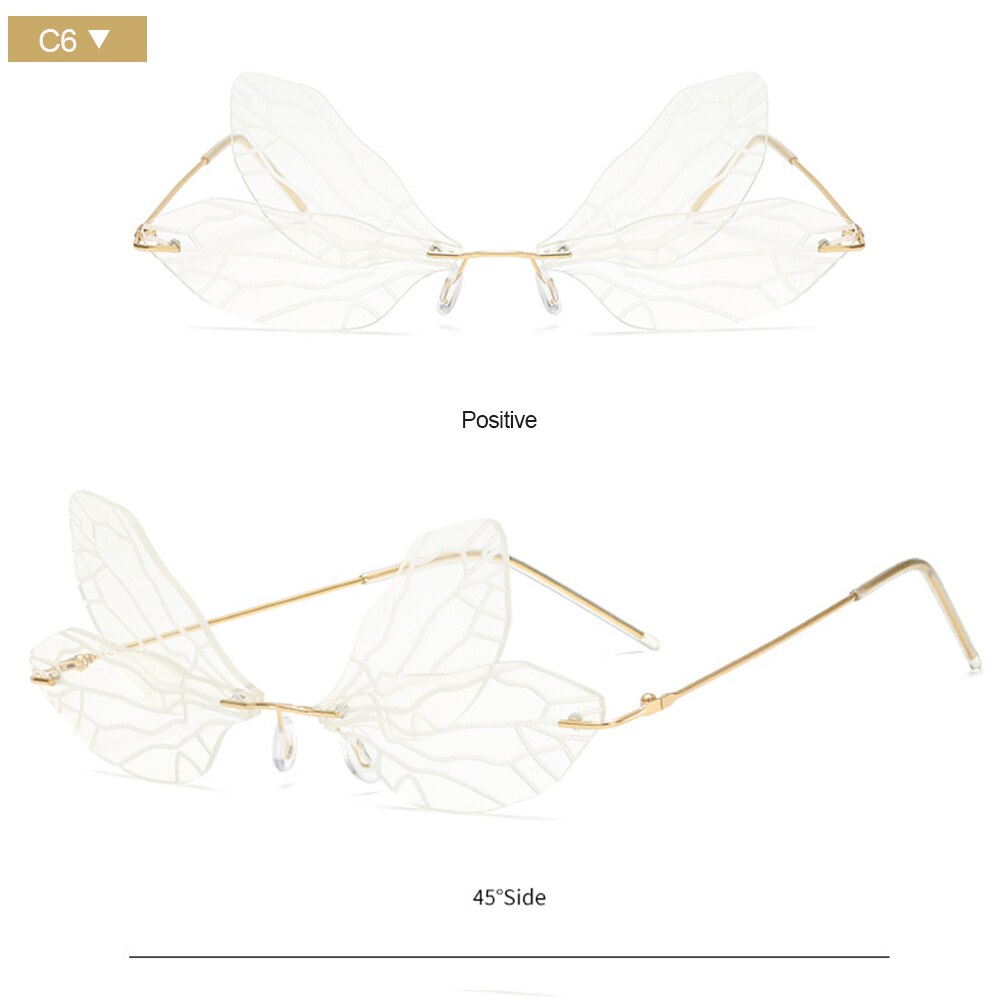Butterfly Rimless Sunglasses for Women Vintage Str... – Grandado