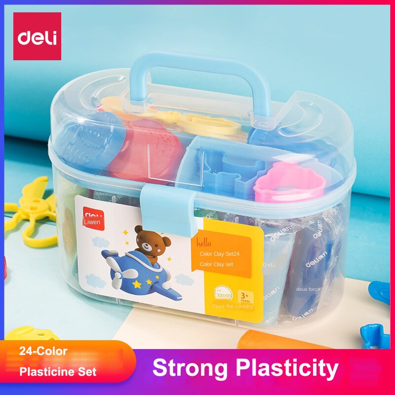 Deli 24-Color Plasticine Set Light Clay Safe Color... – Grandado