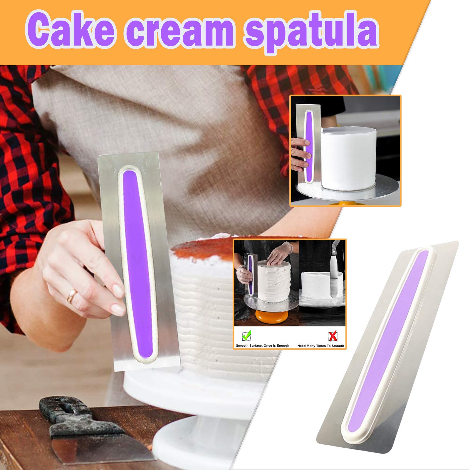 Cake Icing Smoother Scraper Stainless Cake Edge Si... – Vicedeal