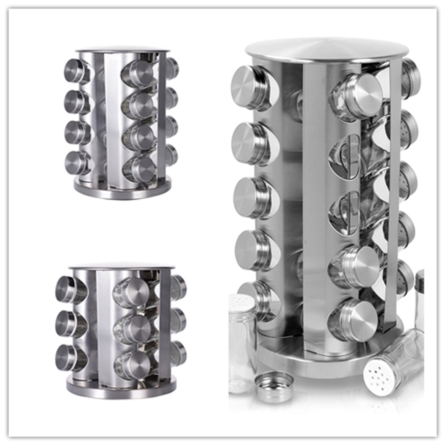 Spice Rack with Glass Pot Working Table Spice Towe... – Grandado