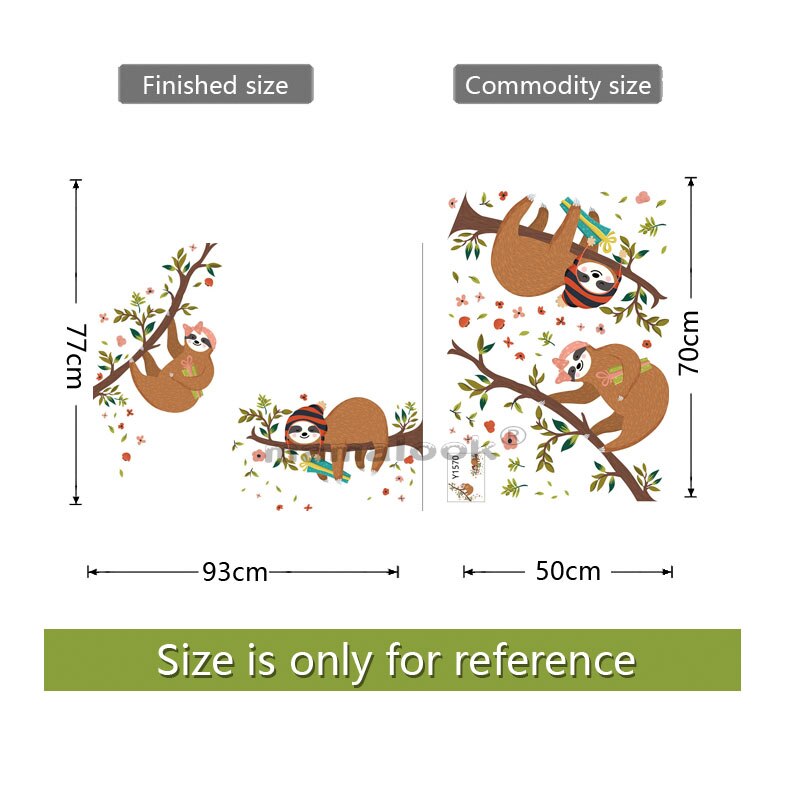 Two Sloths on the tree Wall Sticker baby kids room... – Grandado