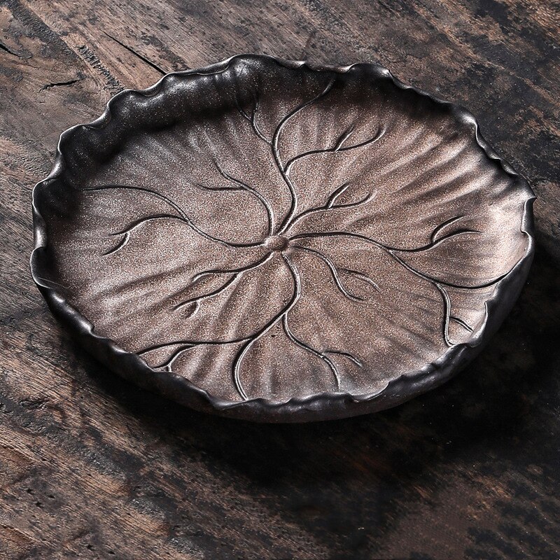 Gilt Chinese Lotus leaf Decor Tea Trays Presentati... – Grandado