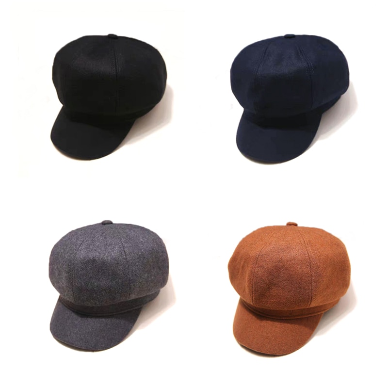 Solid color Octagonal Cap Hats Female Autumn Winte... – Grandado