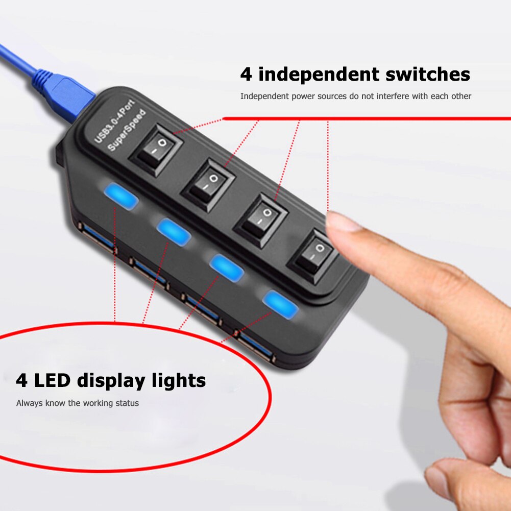 Usb 3.0 Hub 4/7 Port Multi Usb Splitter Met Indivi... – Grandado