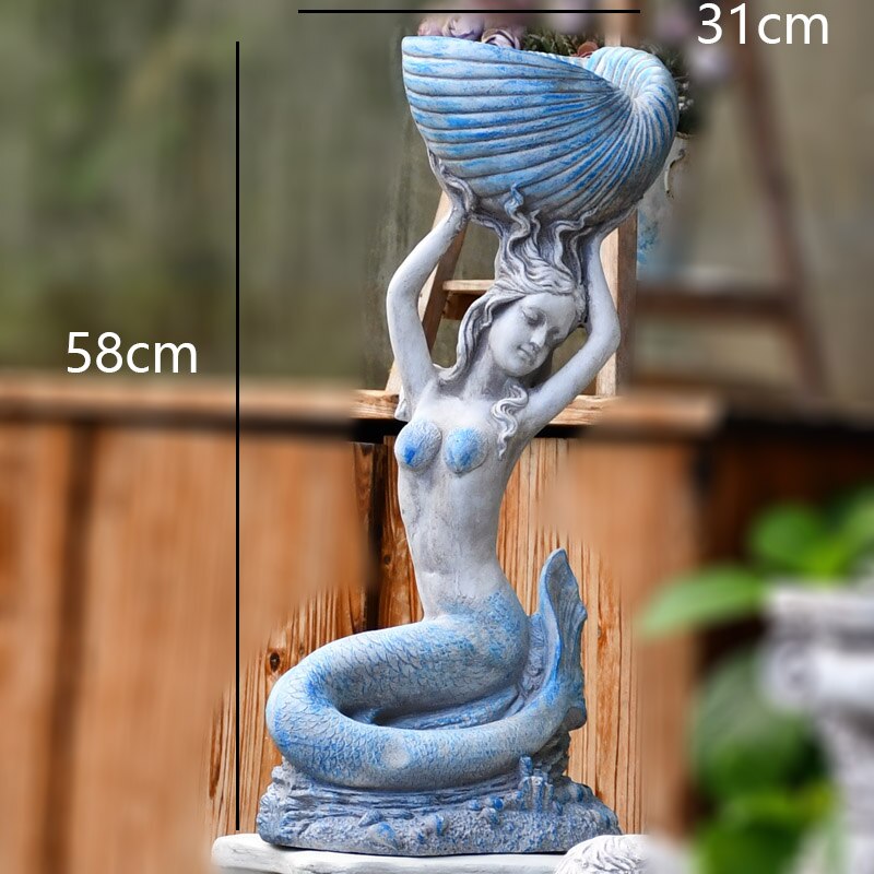 Outdoor Garden Courtyard Mermaid Statue Flower Pot... – Vicedeal