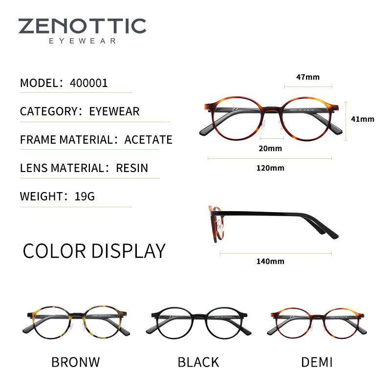 ZENOTTIC Acetate Round Glasses Frames For Men Wome... – Grandado
