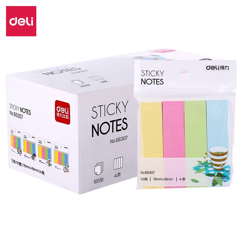 1 package 4 colors 76*19 mm note paper 100 page st... – Vicedeal