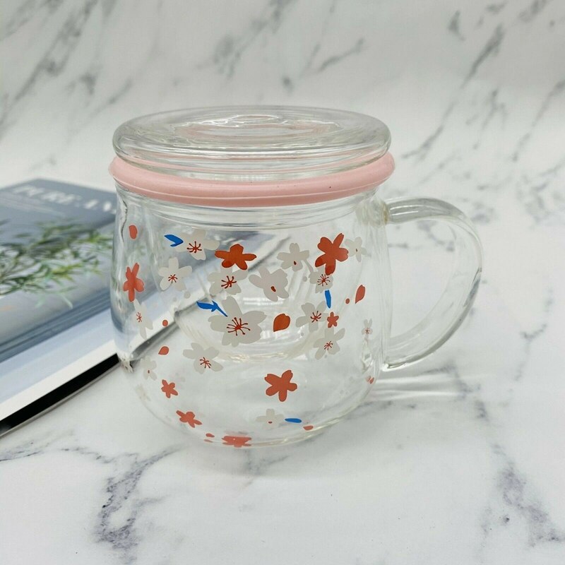 Sakura Mug Glass Mug with Tea Infuser Filter&L... – Grandado