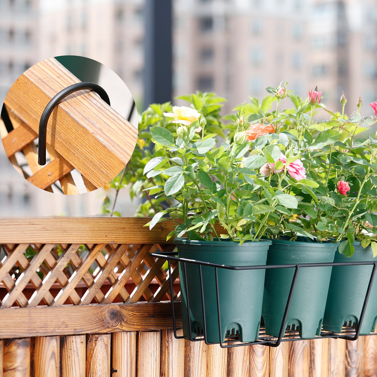 Balcony Flower Box Holder Hanging Railing Planter ... – Grandado