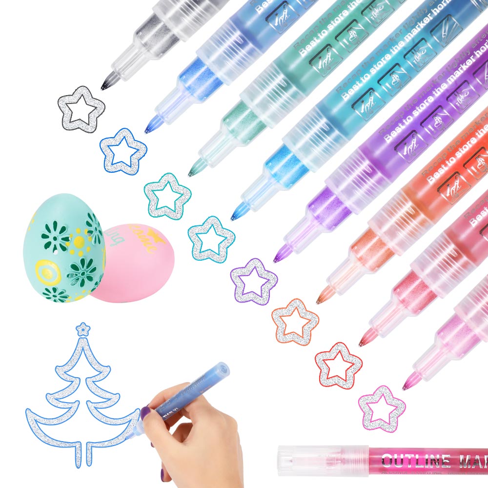 8 Kleuren Metallic Glitter Kleurrijke Kleur Schets... – Grandado