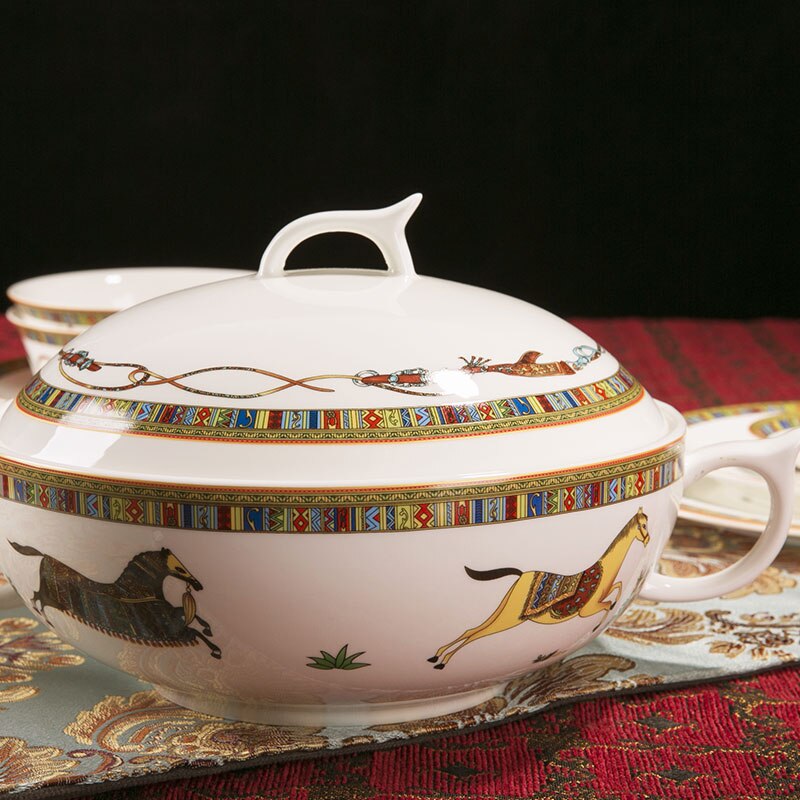 European-Style Bone China Ceramic Plate Set Dinner... – Grandado