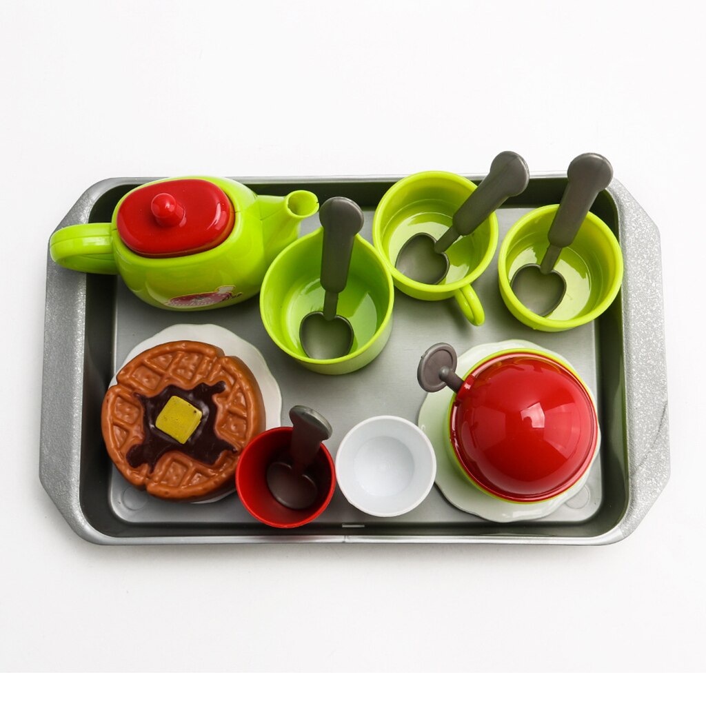 18Pcs Plastic Tea Set Tray Teapot Tea Caddy Cups P... – Grandado