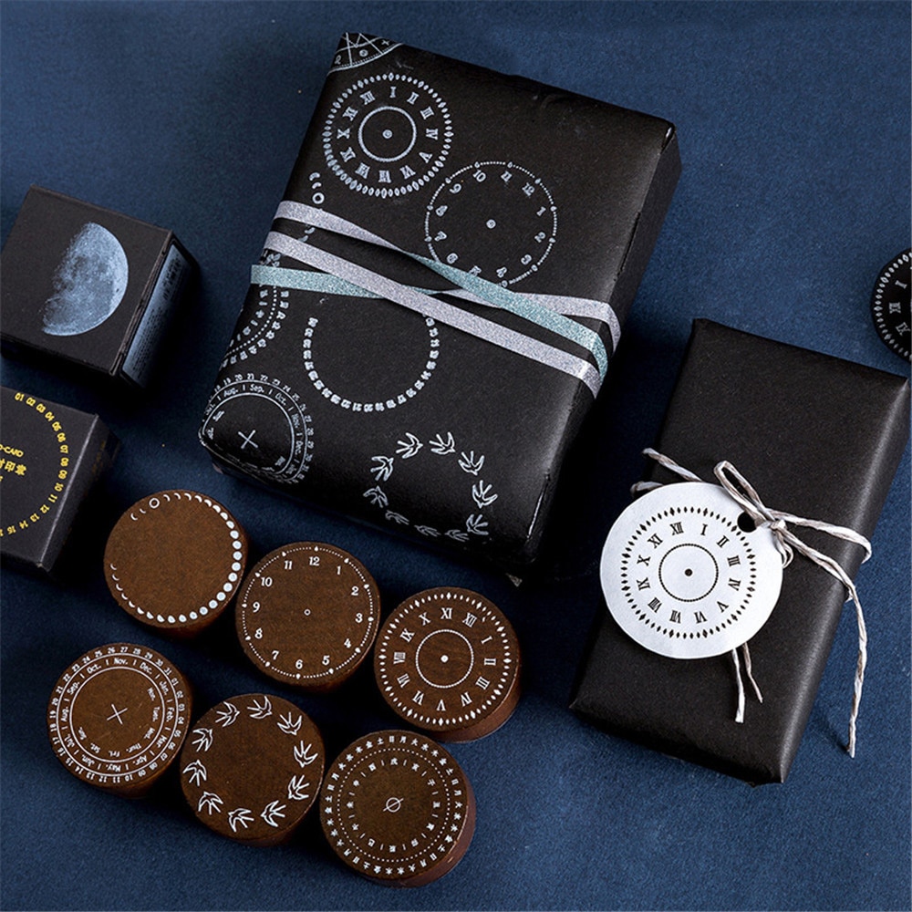 1pc Vintage Calendar Clock Stamp Moon Phase Retro ... – Vicedeal