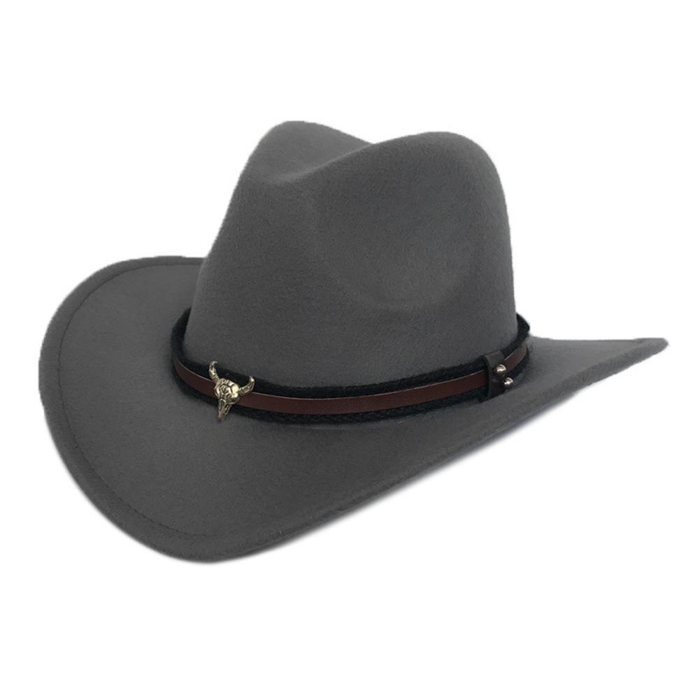 Ox Head Unisex Western Cowboy Woolen Hat Wide Brim... – Vicedeal