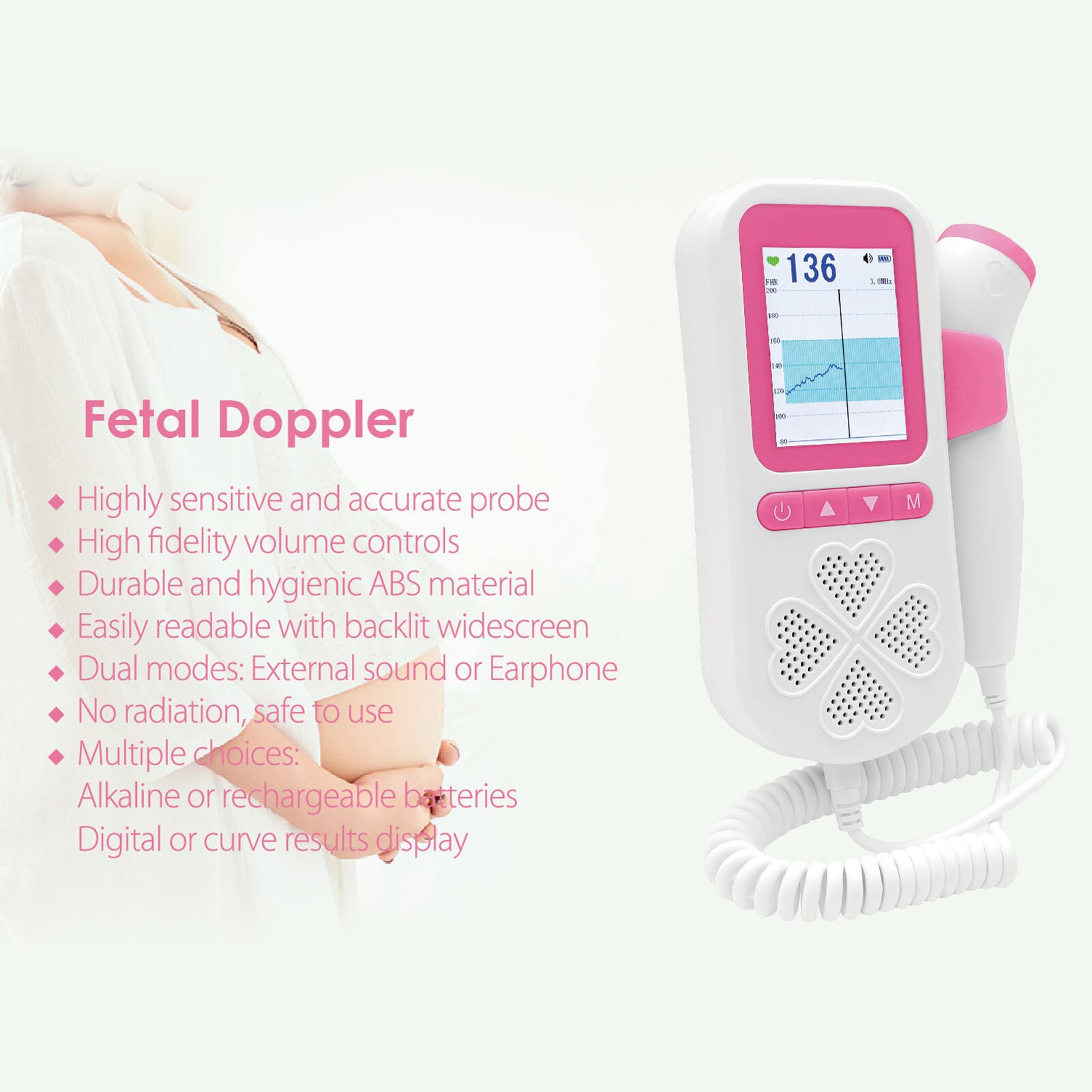 Baby Monitor Fetal Doppler Ultrasound Fetus Dopple... – Grandado