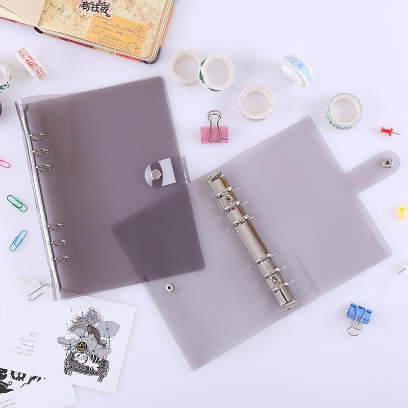 A5 A6 Black PVC Loose-leaf Notebook Cover Six-Hole... – Grandado