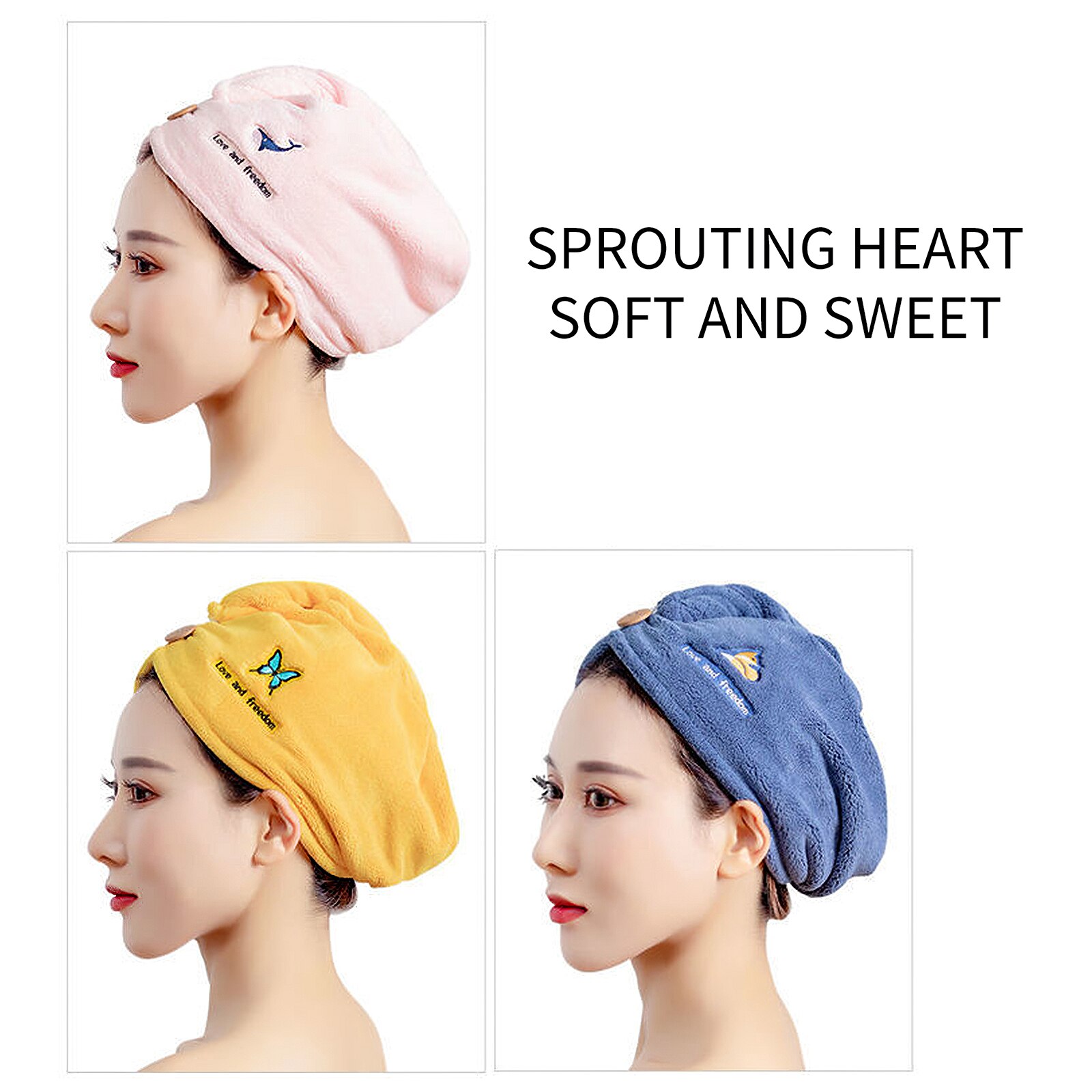 3pcs Hair Towel Wraps with Animal Pattern Embroide... – Grandado