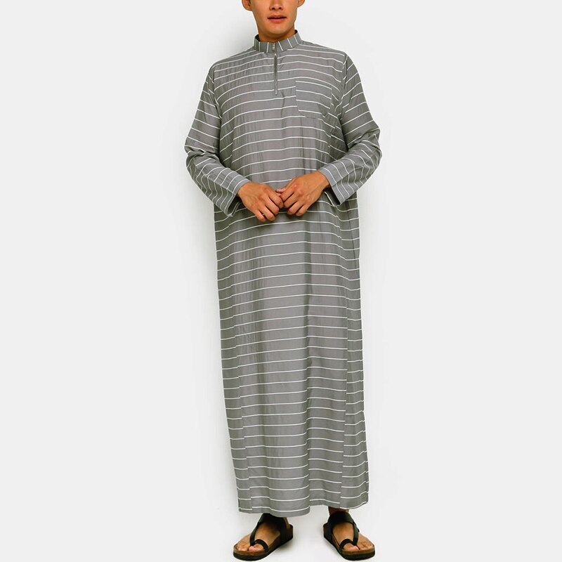 Incerun Mannen Gestreepte Badjas Lange Mouwen Mosl... – Vicedeal