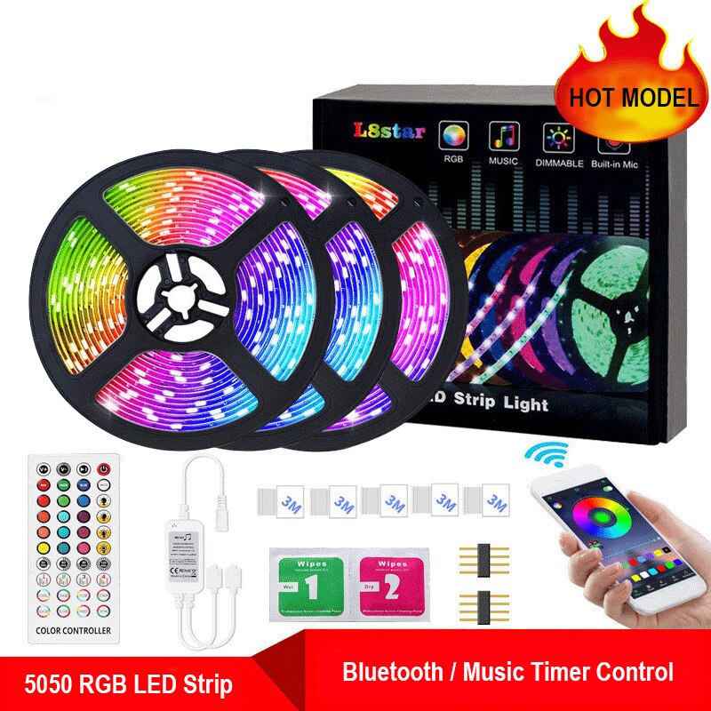 32.8ft bluetooth app rgb led strip verlichting wat... – Grandado