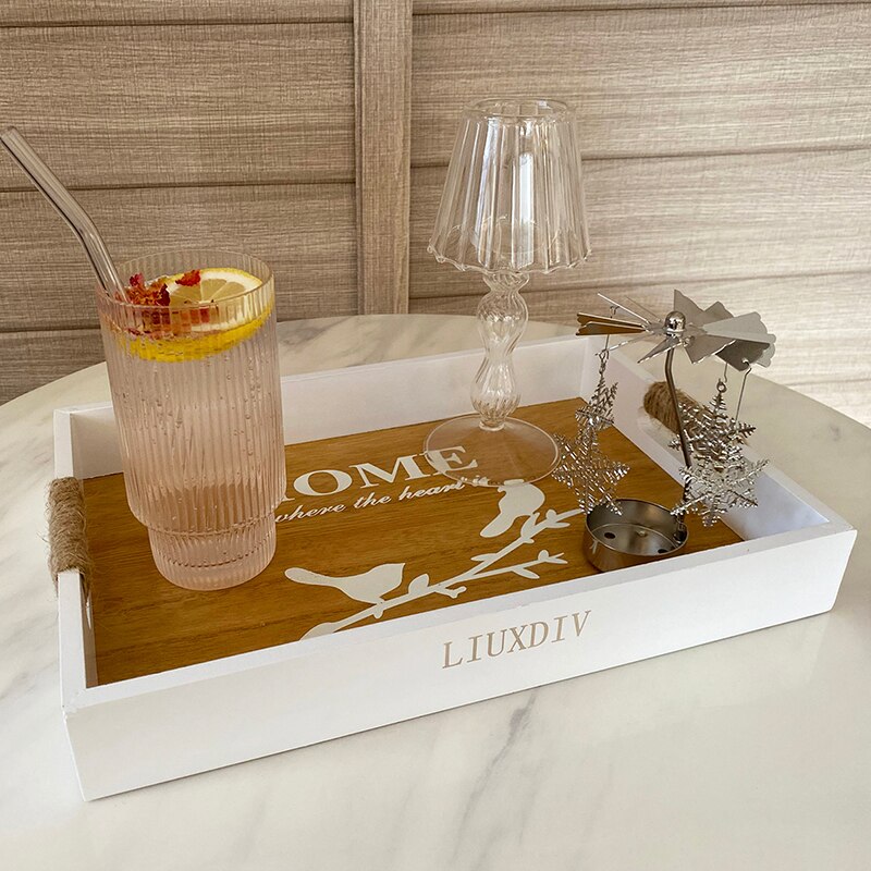 Plateau de service en bois blanc moderne, pour Tab... – Grandado