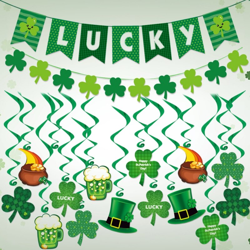 St Patricks Day Decorations Green Party Banner Sup... – Grandado