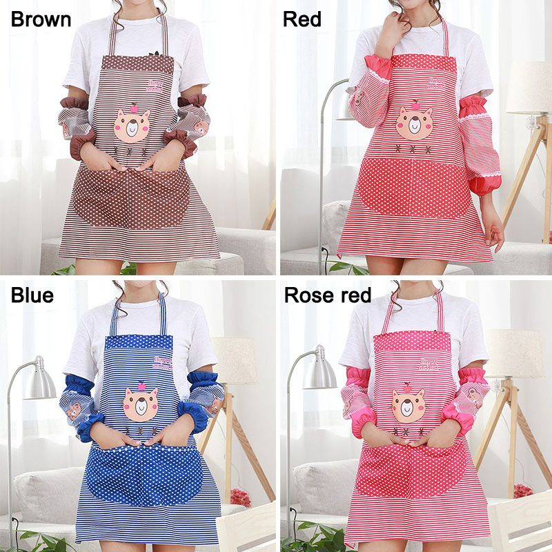 Apron Over Arm Sleeves Set Women Kitchen Cooking B... – Vicedeal