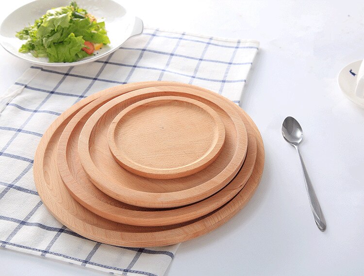 Round/Square Beech Wood Cake Dishes Home/ Hotel/Sc... – Grandado