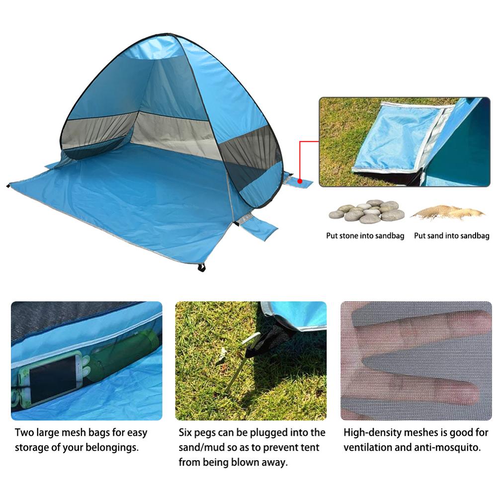 Automatic Beach Tent Sun Shelter Cabana 2-3 Person... – Grandado