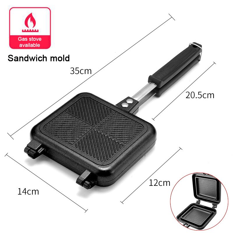 Double Side Grill Fry Pan Sandwich Mold Pan Cookwa... – Grandado