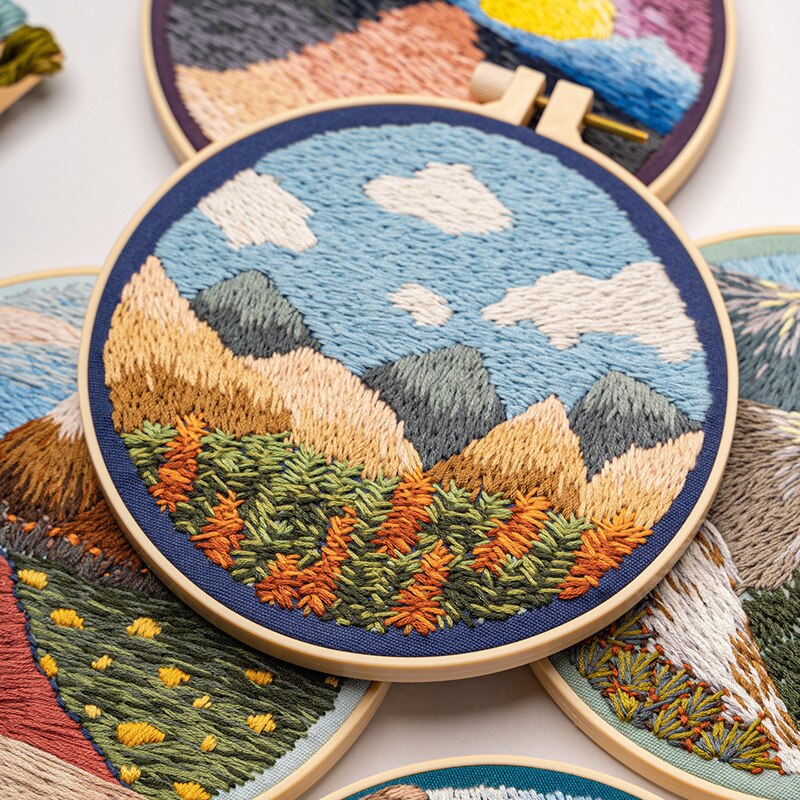 Beautiful Scenery Embroidery Kit DIY Cloud with Sn... – Grandado
