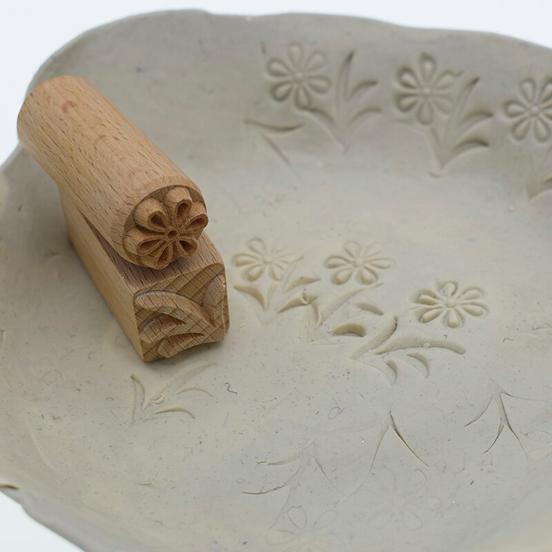2cm Pottery Stamp Solid Wood Emboss Grass Flower T... – Vicedeal
