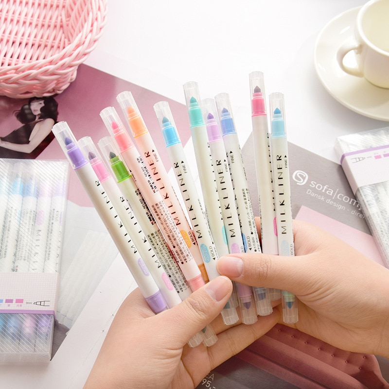 12 Colors/set Cute Mildliner Pens Highlighter Dual... – Grandado