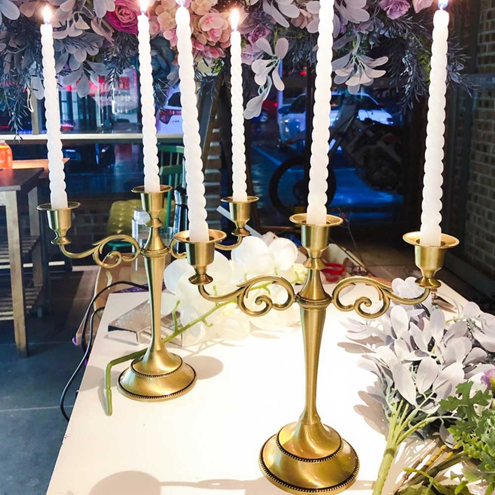 Metal 3/5 Arms Candelabra Gold/Bronze/Silver Plate... – Grandado