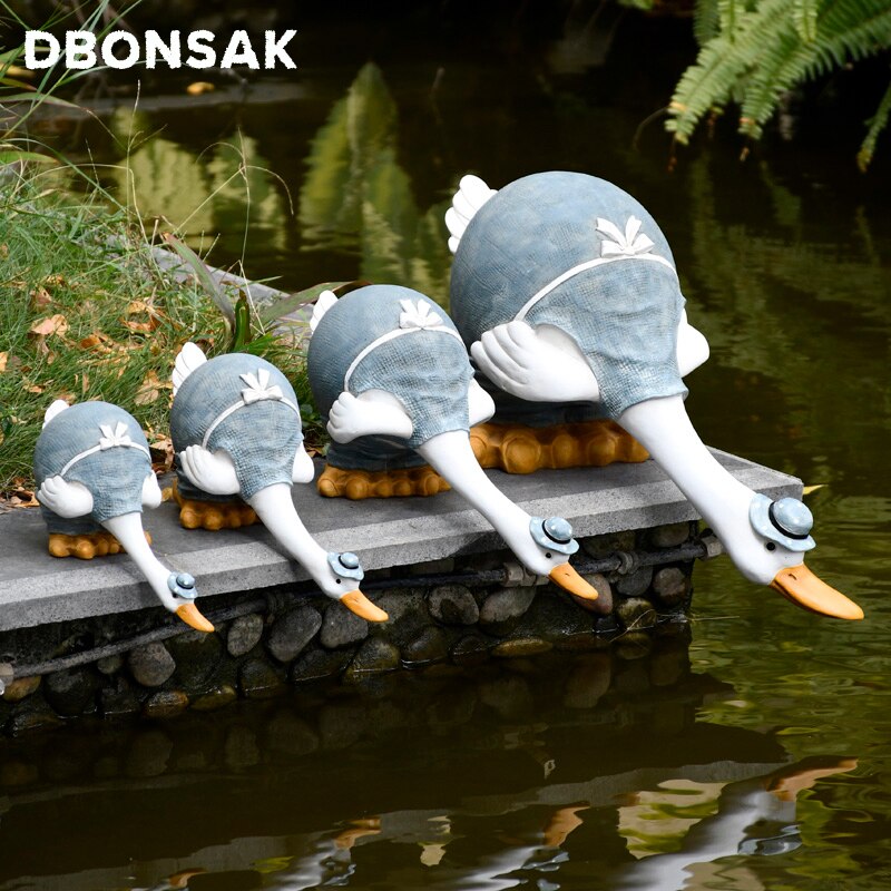 Cute Duck Ornaments Resin Artificial Family Duck S... – Grandado