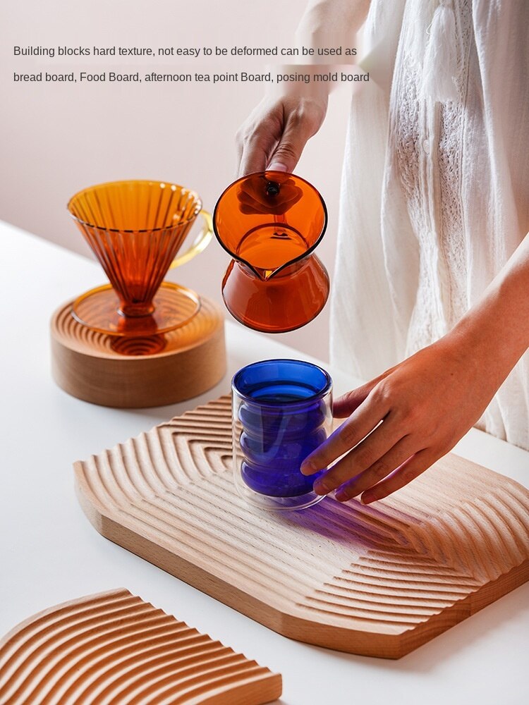 Nordic water ripple solid wood breadboard tray for... – Grandado