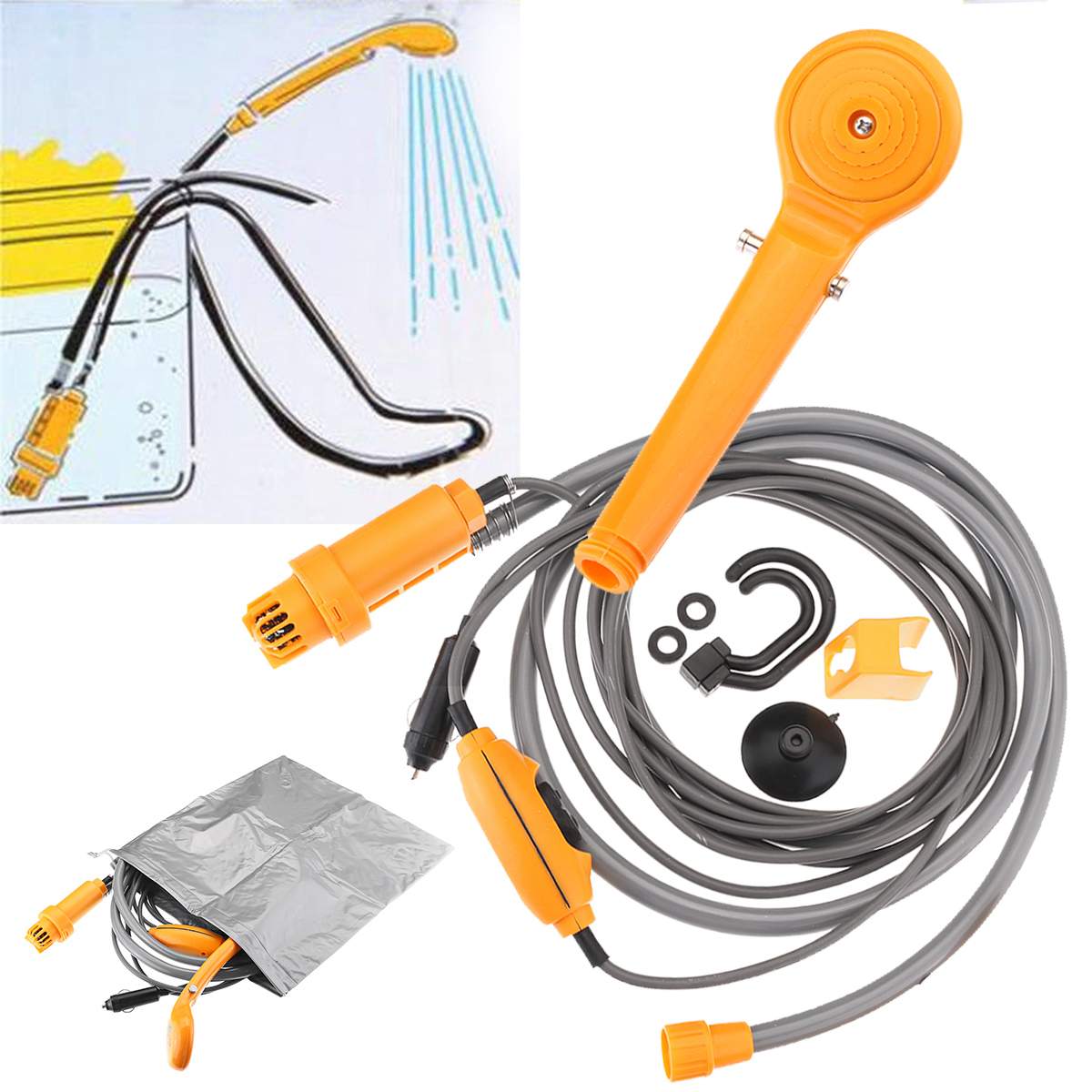 Outdoor Car Washer 12V Portable Car Shower Washer ... – Vicedeal