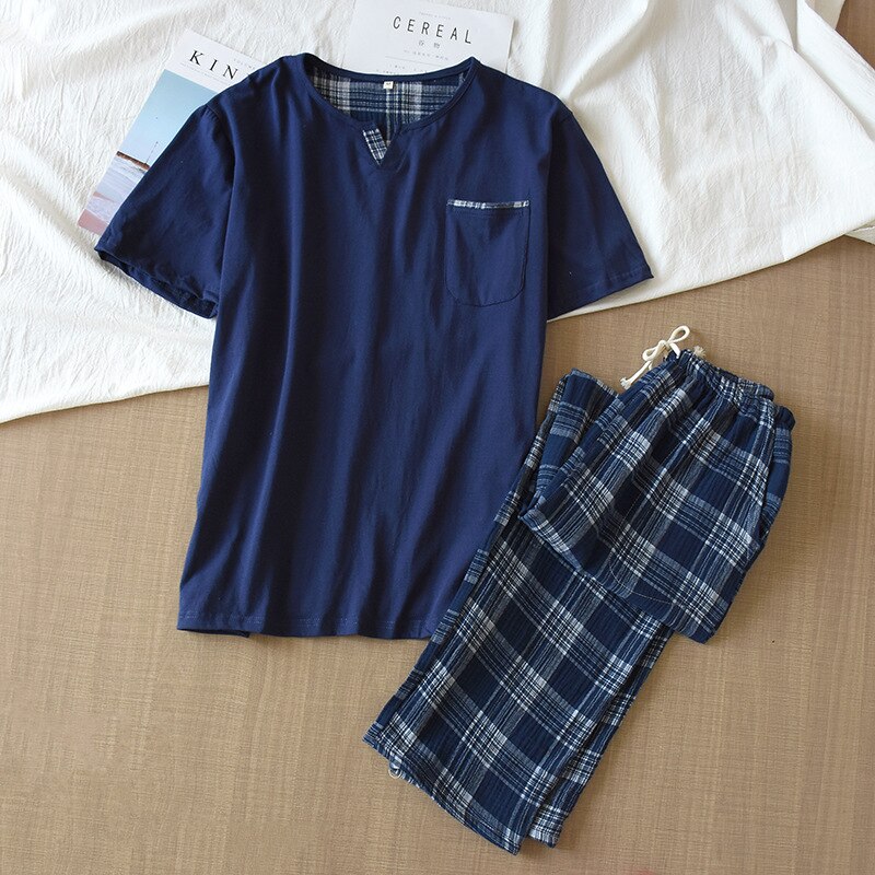 Summer Plus Size 100% Cotton Pyjamas Men Sleepwear... – Vicedeal