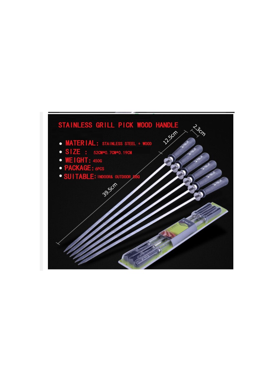 Barbecue needles 304 stainless grill pick wood han... – Vicedeal