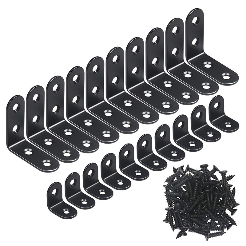 20 pcs Black L Brackets 90 Degree Angle Stainless ... – Grandado