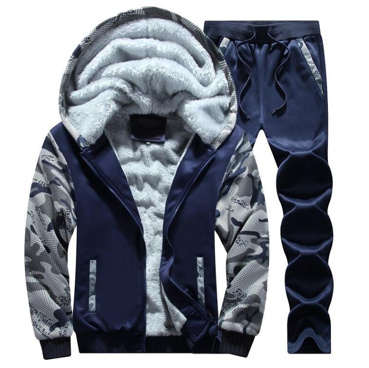 Men's Tracksuit Winter Mens Warm Set Fleece Track ... – Grandado