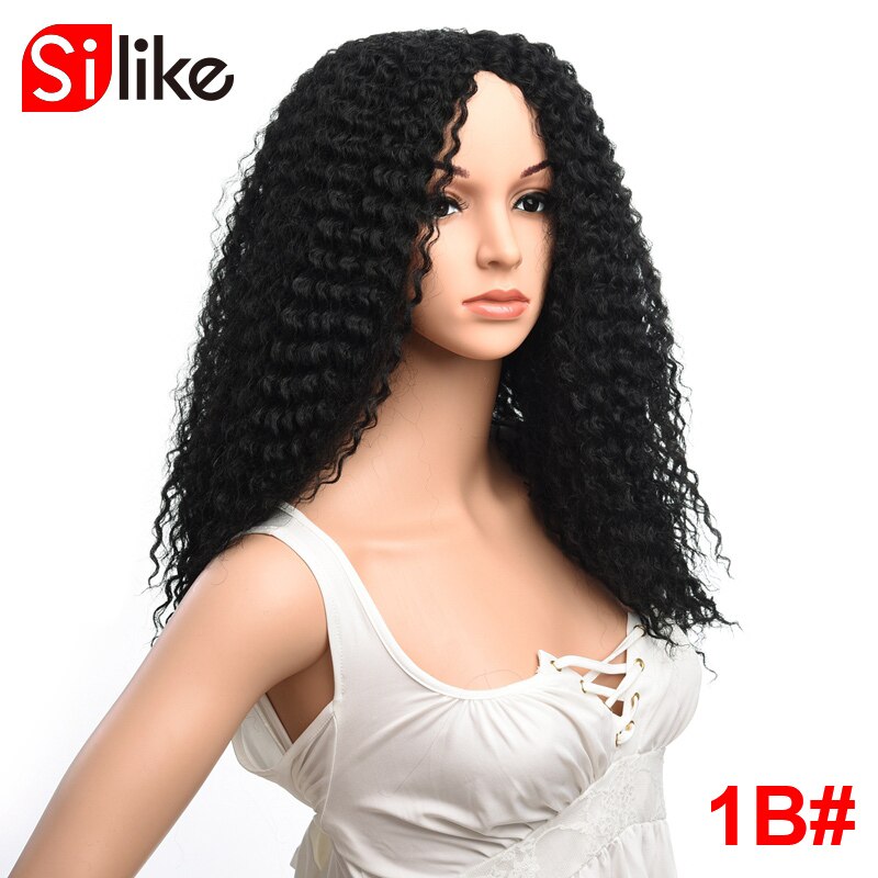 Silike Afro Kinky Krullend Pruiken 18 Inch Medium ... – Vicedeal