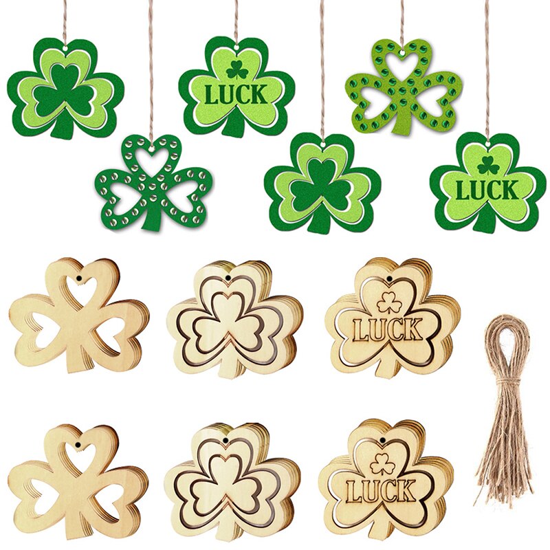 Saint Patricks Wooden Pendant Lucky Grass DIY Craf... – Grandado