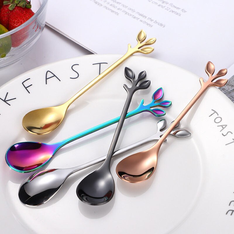 1PC Stainless Steel Leaf Shape Spoon and Fork for ... – Grandado